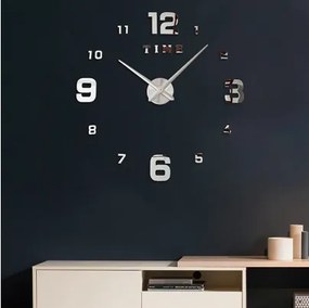 Nástěnné 3D hodiny - motiv klasická čísla Varianta: stříbrná, Velikost: 119 cm