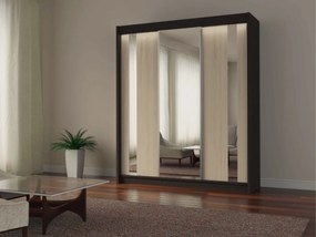 Šatní skříň 180 cm Brigit s posuvnými dveřmi Barva: Černá / Bílá