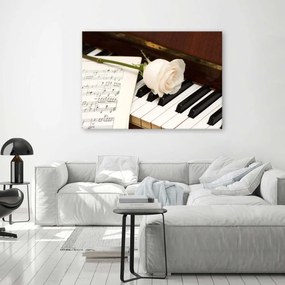 Obraz na plátně Hudba Piano Rose Noty - 90x60 cm