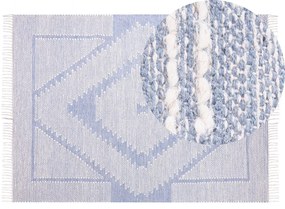 Bavlněný koberec 140 x 200 cm modrý/bílý ANSAR Beliani