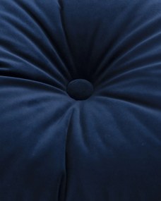Sametový polštář Velvet s knoflíkem barva tmavě modrá látka lesklé, sametová