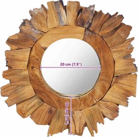 Nástěnné zrcadlo 40 cm teak kulaté 288803