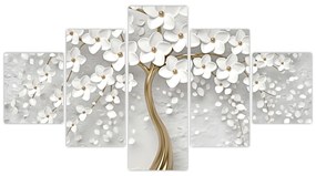 Obraz bílého stromu s květinami (125x70 cm)