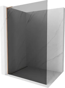 Mexen Kioto L, sprchová zástěna Walk-In 70 x 200 cm, 8mm šedé sklo, měděný matný profil, 800-070-103-65-40