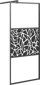 Zástěna do průchozí sprchy s policí černá 90x195 cm ESG/hliník 3185464