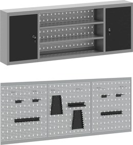 Pracovní skříň se zásuvkou 8 ks Černá Inženýrské dřevo a ocel 3321466