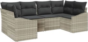 Set pohovek 6 ks Světle šedá polyratan 3346862