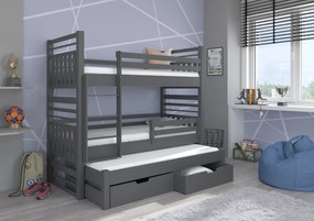 ADRK Furniture Třílůžková patrová postel HIPPO 200x90