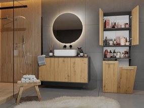 Koupelnový sloupek se 2 koši na prádlo NEL 2K DK antracit/dub artisan