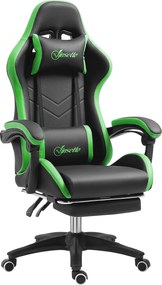 Vinsetto Ergonomická herní židle z PU kůže a oceli s opěrkou hlavy a nastavitelnou výškou, sklápěcí opěradlo a bederní polstrování, 65x65x121-129 cm,