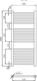 Gamma Erga Proper, topné těleso 1000x450 mm, 521W, černá, ERG-LAV-PROP-10045-BK
