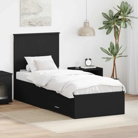 Rám postele Černá a stříbrná 70 x 190 cm Kompozitní dřevo 3411369