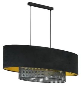 Duolla - Lustr na lanku DOUBLE OVAL RATTAN 2xE27/15W/230V černá/ratan