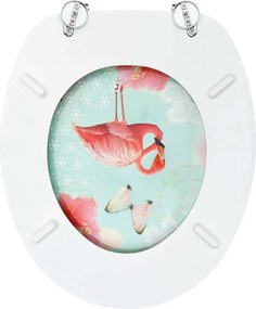 WC sedátko s víkem MDF motiv plameňáka 146905