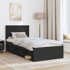 Rám postele s čelo Černá 90 x 200 cm Kompozitní dřevo 3407932