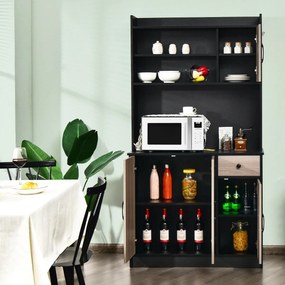 Costway Kuchyňská skříňka 180 cm s nabíjecí stanicí a pracovní deskou