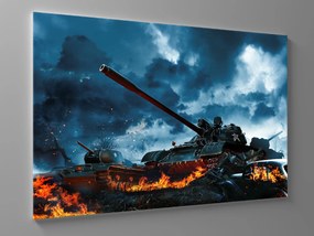 Liox Obraz tank v hořící krajině Rozměr: 150 x 100 cm