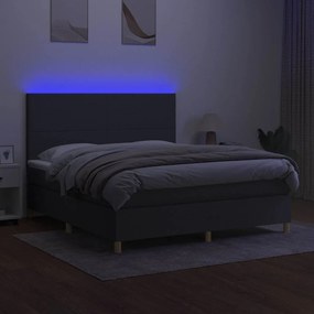 Box spring postel s matrací a LED tmavě šedá 180x200 cm textil 3135294