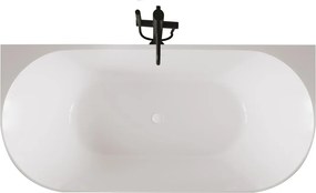 Erga Norah Slim, volně stojící vana ke stěně 150x70 cm + odtoková zátka, bílá lesklá, ERG-NORAH-SLIM-150070-WH-WH