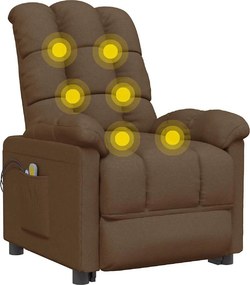 Elektrické masážní křeslo hnědé textil 3073762
