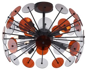 Art Deco stropní svítidlo černé s jantarovou a kouřovou - Atomic