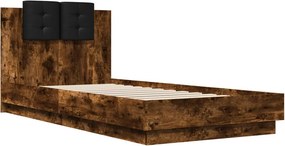 Rám postele s čelem kouřový dub 100 x 200 cm kompozitní dřevo 3209937