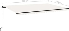 Ručně zatahovací markýza 500 x 300 cm krémová 3069137