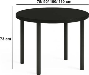 NW Kulatý jídelní stůl SIMARIO 4, 110 cm Barva/ dekor: Černá