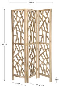 Dřevěný paraván Kave Home Avaline 180 x 135 cm