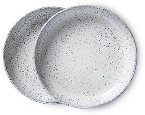 HK living Kameninový talíř Gradient Cream 21,5 cm - set 2 ks, černá barva, bílá barva, keramika