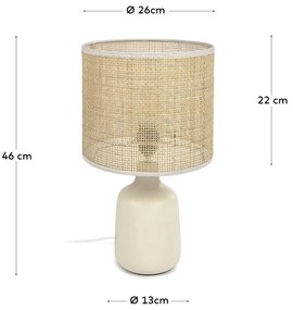Krémová/v přírodní barvě keramická stolní lampa (výška 46 cm) Erna – Kave Home