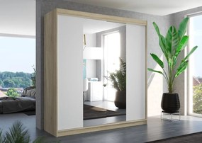 Šatní skříň s posuvnými dveřmi Balance - 200 cm Barva: Sonoma/Bílá