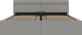 Rám postele úložný prostor LED světle šedý textil 160 x 200 cm 285610