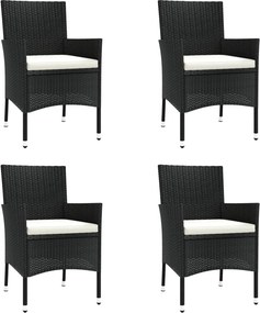 5dílný zahradní bistro set s poduškami černý polyratan 3187415