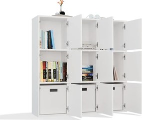 Regál MALAX 3x3 se 3 dvířky 110 cm bílý