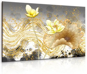 Malvis ® Obraz Květy ve zlatých tazích Velikost: 120x80 cm