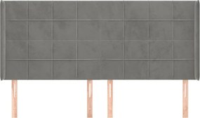 Čelo postele typu ušák světle šedé 183x16x118/128 cm samet 3119640
