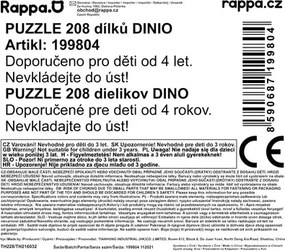 RAPPA Puzzle Dinosauři / 208 dílků / 90 x 64 cm / od 4 let
