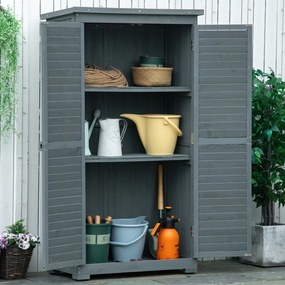 Dřevěná kůlna Outsunny 0,31 m² 87x46,5x160 cm - Dřevěný skříň pro venkovní použití s 2 dveřmi a 2 vnitřními policemi na terasu