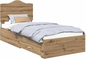 Rám postele s čelo Artisanový dub 90 x 200 cm Kompozitní dřevo 3413656