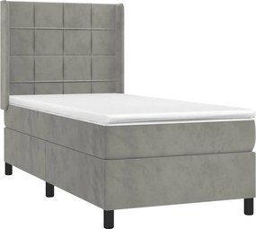 Box spring postel s matrací světle šedá 100x200 cm samet 3132663