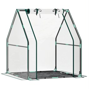Outsunny Malý Skleník na Zahradu s Zipovým Dvířky, Voděodolný PE Textil, Ocelový Rám pro Pěstování Rostlin a Kvěin 90x90x105 cm Průhledný | Aosom