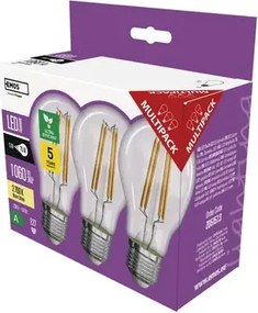GP MET LED žárovka A60 E27 5W teplá bílá, 3 ks / LED žárovka / 1060 lm