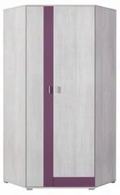 Rohová šatní skříň Delbert 2 - fialová nebo popelová barva