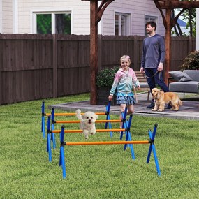 PawHut Agility set pro psy, 4dílné agility vybavení s překážkami, taška na přenášení Výškově nastavitelný tréninkový set pro malé psy