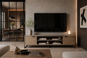 TV stolek Flow 200 cm z masivu hnědý/grafit