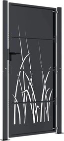 Zahradní branka antracitová 100 x 175 cm ocelová, design trávy 153170