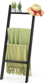 Costway Držák ručníků 4patrový stropní žebřík ze dřeva – 50 × 7,5 × 136,7 cm
