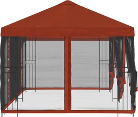 Altán s bočními stěnami 6 x 3 m Cihlová Polyester a ocel 3375997