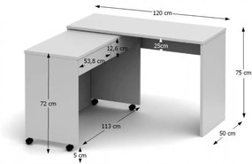 Rozkládací PC stůl se šuplíky, bílá, Versal NEW
